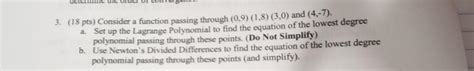 solved 3 18 pts consider a function passing through