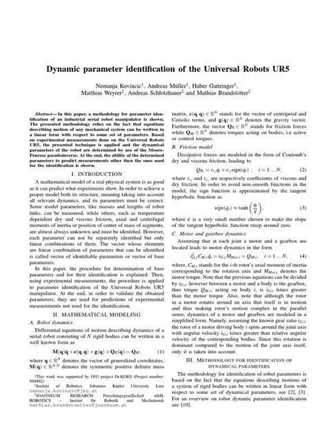 Dynamic Parameter Identification Of The Universal Robots Ur5 Pdf Pdf