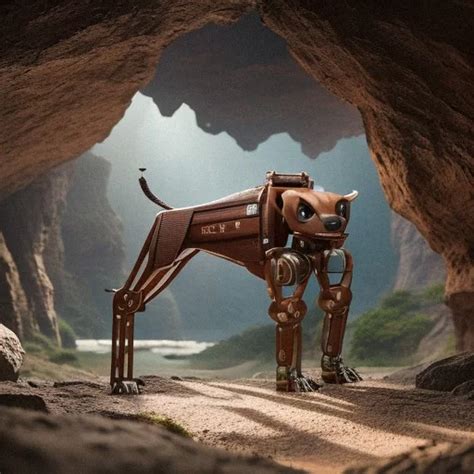 Ai Art Generator Short Quadruped Low Tech Automaton In A Cave