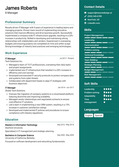 21 It Project Manager Resume Examples And Templates For 2025 Resumedesign Ai