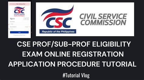 Csc Prof And Sub Prof Eligibility Exam Online Registration Application Procedure Tutorial Youtube