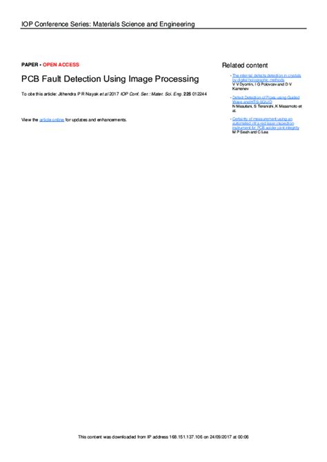 Pdf Pcb Fault Detection Using Image Processing