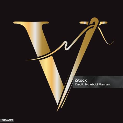 이니셜 V 바느질 바늘 로고 디자인 자수 섬유 패션 천 패브릭 기호 가위에 대한 스톡 벡터 아트 및 기타 이미지 가위 공예 공예 제품 Istock