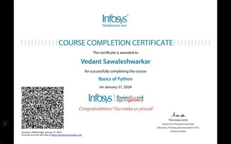 Vedant Sawaleshwarkar On Linkedin Certified Pythonprogramming