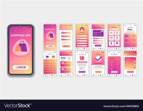 Shopping Mobile App Interface Screens Template Set