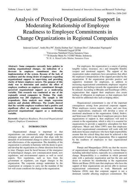 Pdf Analysis Of Perceived Organizational Support In Moderating Relationship Of Employee
