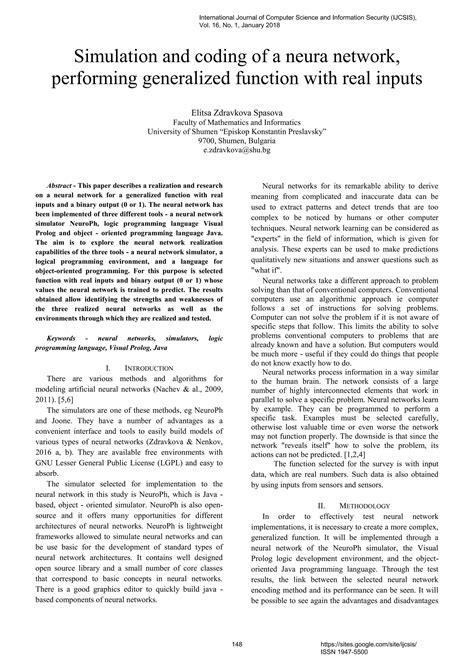 Simulation And Coding Of A Neural Network Performing Generalized Function With Real Inputs Pdf