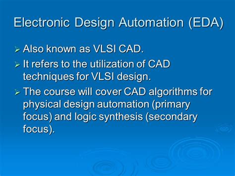 Cse 494 Electronic Design Automation Lecture 2 Vlsi Design Physical Design Automation Design