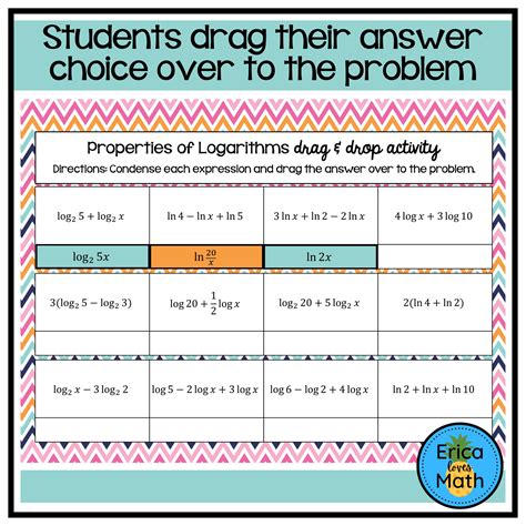 Properties Of Logarithms Digital Drag And Drop Activity Condense And Expand Made By Teachers