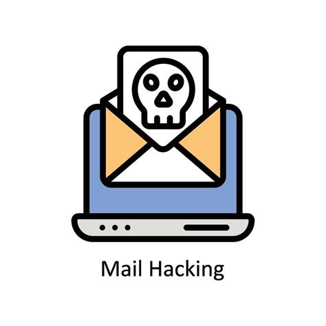 Mail Hacking Vector Filled Outline Icon Style Illustration Eps 10 File