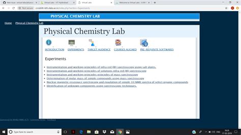 Physical Chemistry Lab Home Page · Issue 170 · Virtual Labs Archivephysical Chemistry Iiith