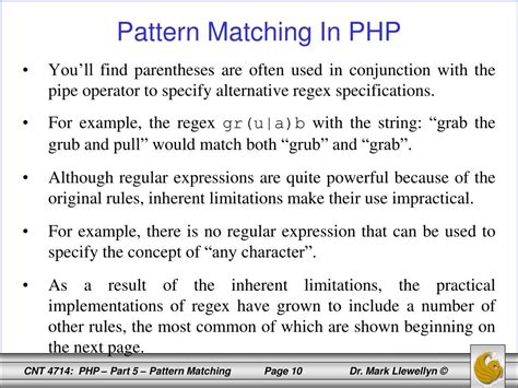 PPT CNT 4714 Enterprise Computing Spring 2012 Introduction To PHP Part 5 Pattern Matching