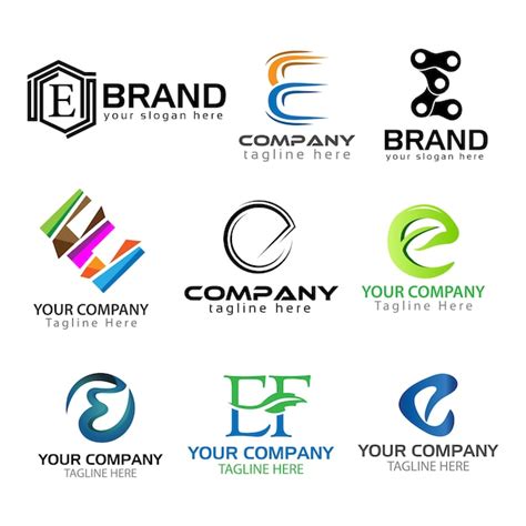 Conjunto De Logotipo Da Letra E Conjunto De Logotipo Criativo Da Letra