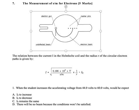 Solved The Measurement Of E M For Electrons 5 Marks Electron Chegg Com