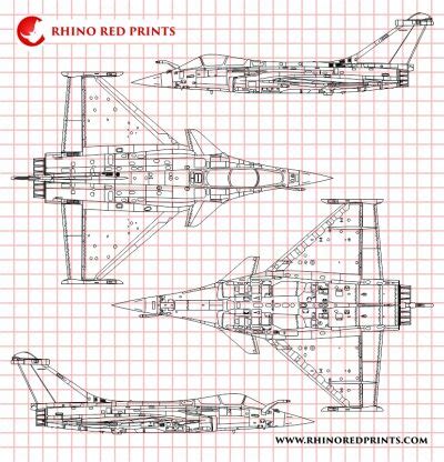Dassault Rafale Rhino Red Prints Drawings
