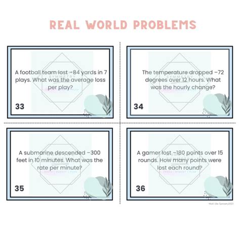Dividing Integers Task Cards By Work Life Symmetry Tpt