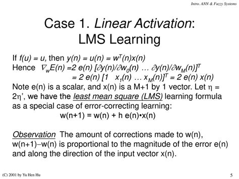 lecture 7 learning iv error correcting learning and lms algorithm