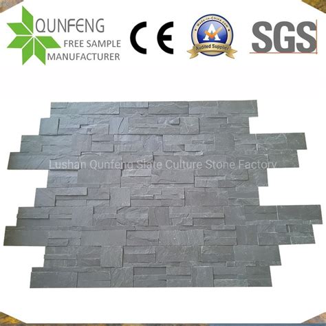 1835cm Shape S China Natural Split Face Culture Stone Wall Black Slate