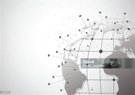 글로벌 네트워크 연결입니다 세계 지도 포인트와 라인 구성의 개념은 글로벌 비즈니스 벡터 일러스트 레이 션 3차원 형태에 대한 스톡 벡터 아트 및 기타 이미지 Istock