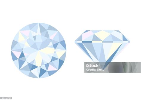 라운드 브릴리언트 컷 다이아몬드 상단 및 측면 보기 컬러 플랫 아이콘입니다 벡터 일러스트 레이 션 0명에 대한 스톡 벡터 아트 및 기타 이미지 Istock