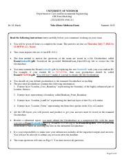 GIS Data Modeling Midterm Exam Pdf UNIVERSITY OF WINDSOR Department Of Civil And