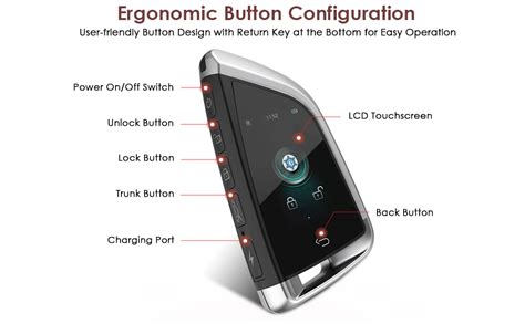 Luqeeg Smart Remote Car Key Smart Key Fob With Lcd Screen Keyless Entry Auto Lock