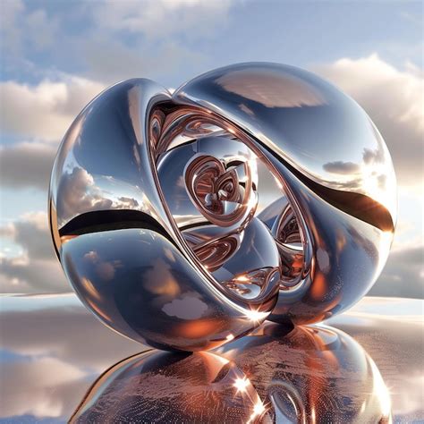 3d Abstract Spheres Metallic Finish Reflective Surfaces Futuristic Dynamic Premium Ai