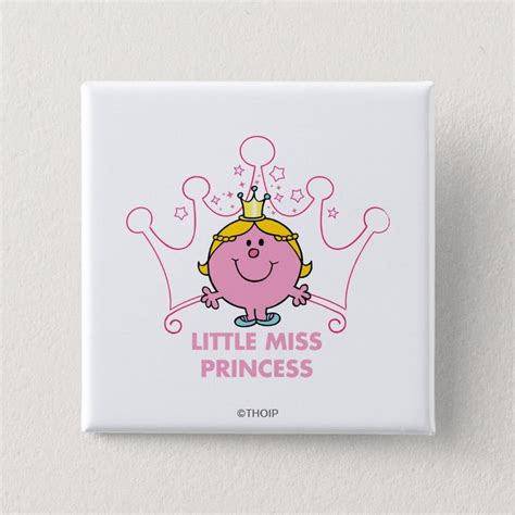 Little Miss Princess Pink Five Pointed Crown Pinback Button Buttons