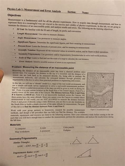 Solved Physics Lab 1 Measurement And Error Analysis Chegg Com