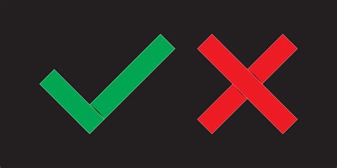 Checkmark And Cross Icons On A Black Background Vector Art At Vecteezy