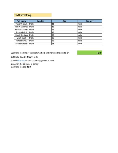 Solution Excel Practice Exercise 1 1 Introduction To Ms Excel And