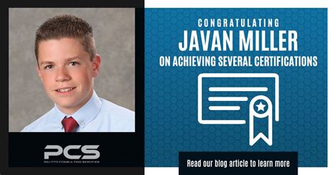 Palitto Consulting Services Would Like To Congratulate Javan Miller For Recently Achieving