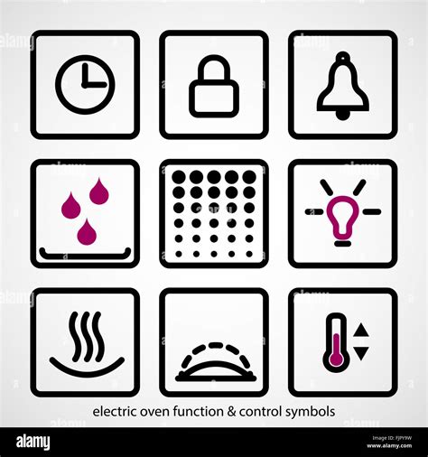Electric Oven Function And Control Symbols Outline Icon Collection Stock