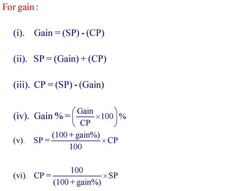 Profit And Loss Formula For 8th Class Formula In Maths