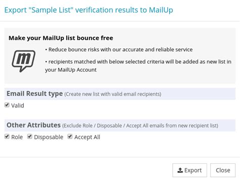 integrating with mailup quickemailverification