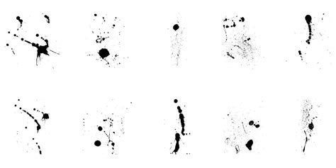 Paint Brush Splatter Set Dirty Stain Texture Abstract Spatter Black