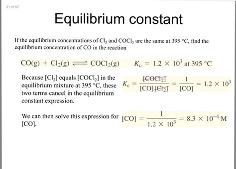 Solved 21 Of 57 Equilibrium Constant If The Equilibrium