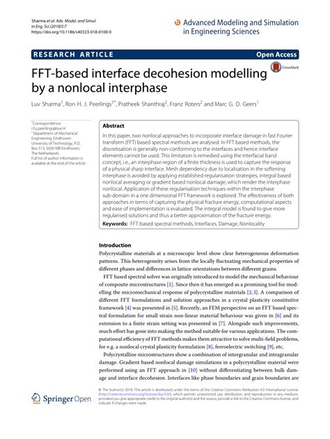 pdf fft based interface decohesion modelling a comparison of approaches
