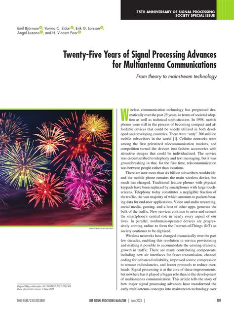 Twenty Five Years Of Signal Processing Advances For Multiantenna