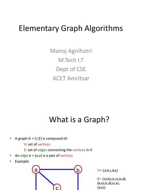 elementary graph algorithms manoj agnihotri m tech i t dept of cse acet amritsar pdf vertex