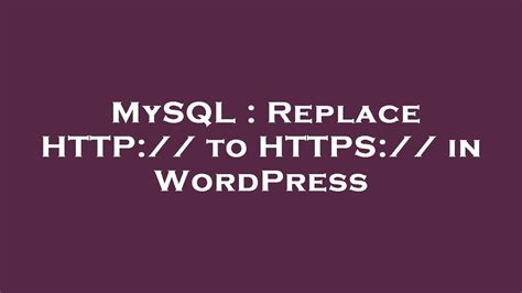 Mysql Replace To In Wordpress Youtube