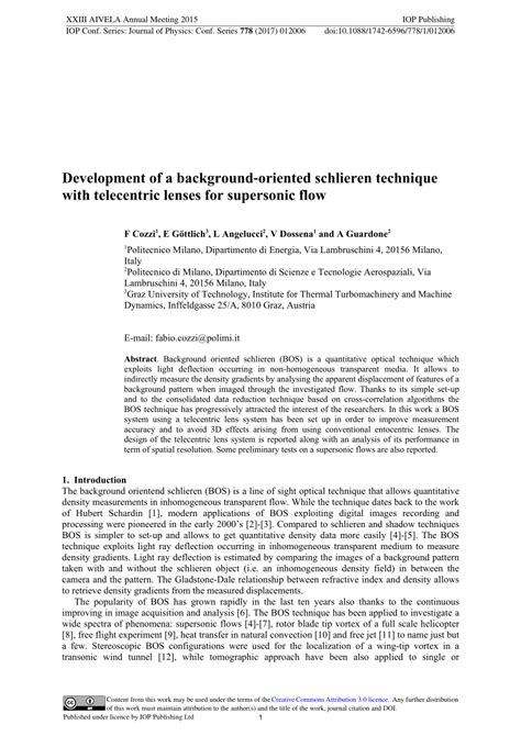 Pdf Development Of A Background‑oriented Schlieren Technique With Telecentric Lenses For