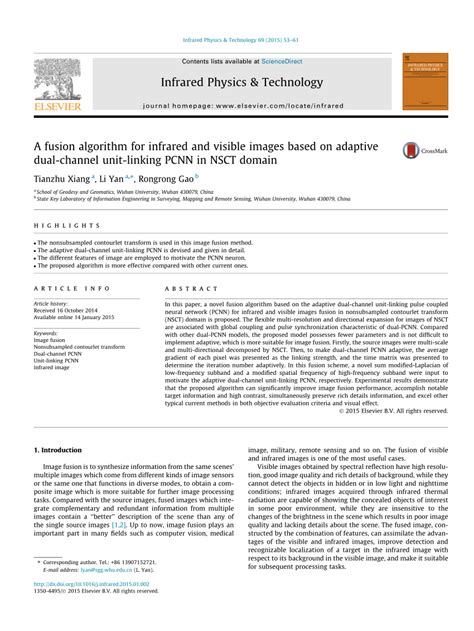 Pdf A Fusion Algorithm For Infrared And Visible Images Based On