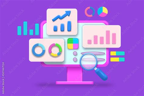 3d render graphs and data analysis with charts finance chart dashboard