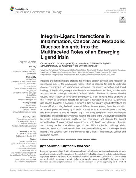 Pdf Integrin Ligand Interactions In Inflammation Cancer And Metabolic Disease Insights Into