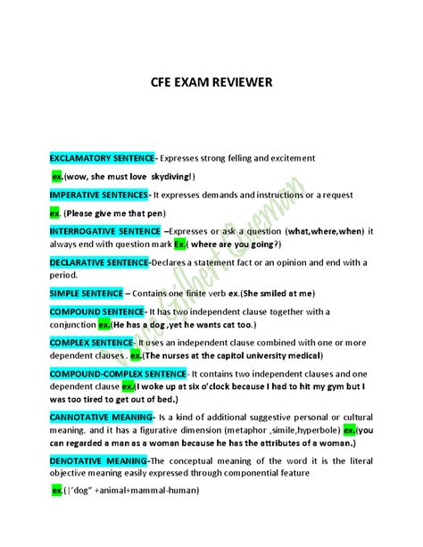 161 CFE EXAM Reviewer 1 CFE EXAM REVIEWER EXCLAMATORY SENTENCE Expresses Strong Felling And