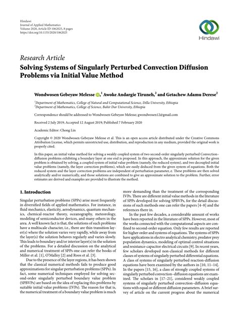 Pdf Solving Systems Of Singularly Perturbed Convection Diffusion