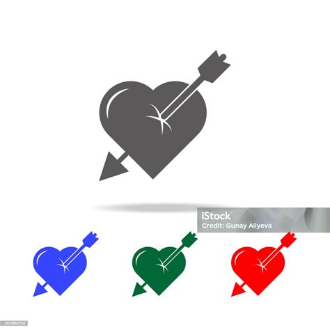 화살표와 심장 아이콘입니다 멀티에서 사랑의 요소 아이콘 색깔 프리미엄 품질 그래픽 디자인 아이콘입니다 정보 그래픽 모바일 응용
