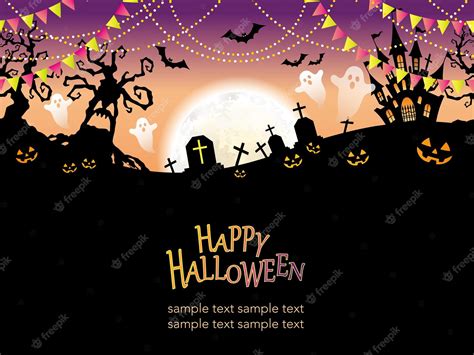 Premium Vector Happy Halloween Vector Landscape Illustration With