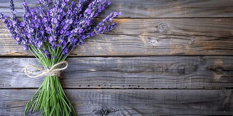 텍스트 상단 보기를 위한 복사 공간이 있는 소박한 나무 테이블에 3d 아름다운 라벤더 꽃다발 소박한 나무 테이블에 3d 아름다운 라벤더 꽃 꽃다발 텍스트 복사 공간이